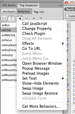 How to define Javascript Behaviours in Dreamweaver – The WP Guru