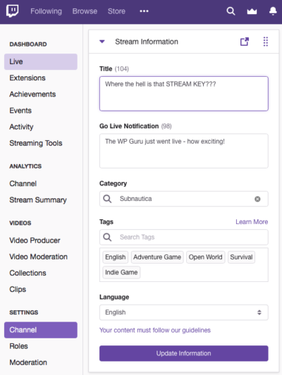 How to find your Twitch Stream Key (2019) – The WP Guru