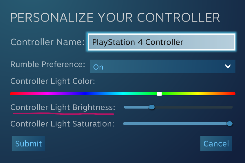 How to dim the light on your PS4 Controller when connected to Steam ...