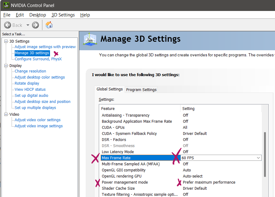 How to set the frame rate in NVIDIA Control Panel (max fps and power ...